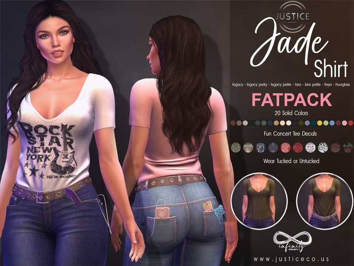 Second Life Marketplace [justice] Jade Shirt Fatpack